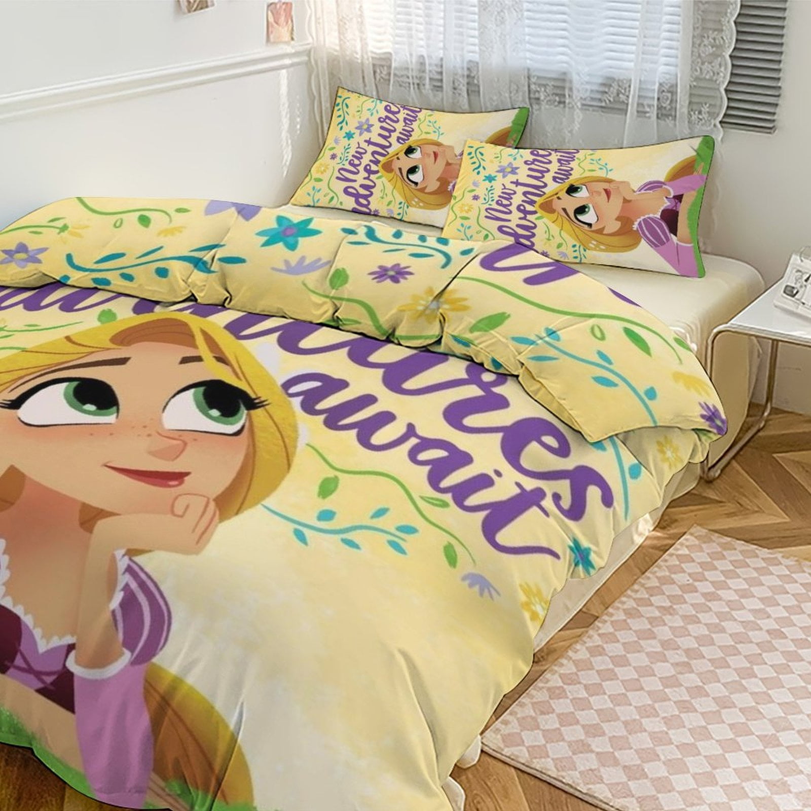 Anime Disney Princess Rapunzel Super Soft Cartoon 3-Piece Bedding Set ...