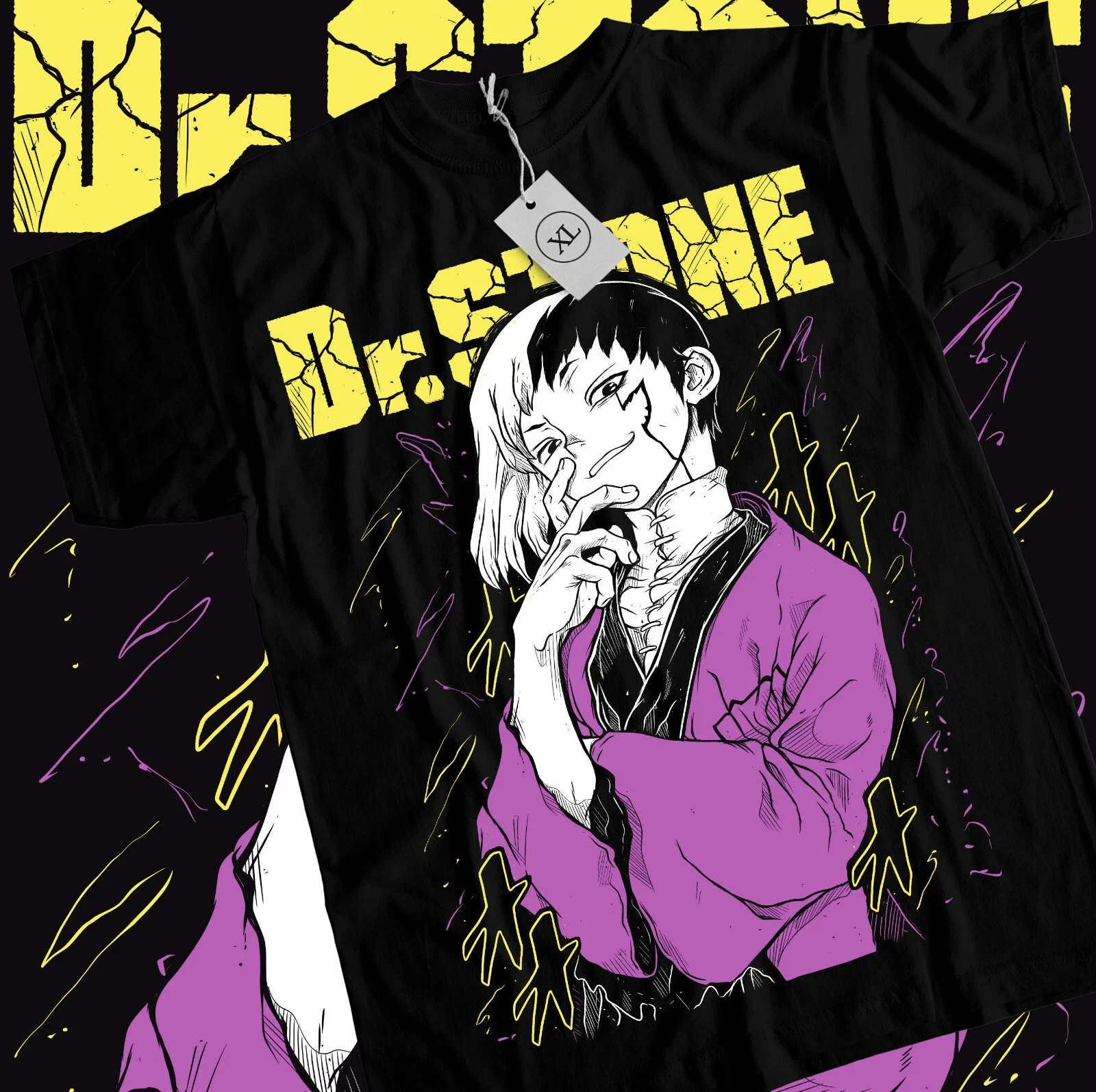 Anime Dr.Stone Ryusui Senku Gen Asagiri Graphic Black T-Shirt Size S ...