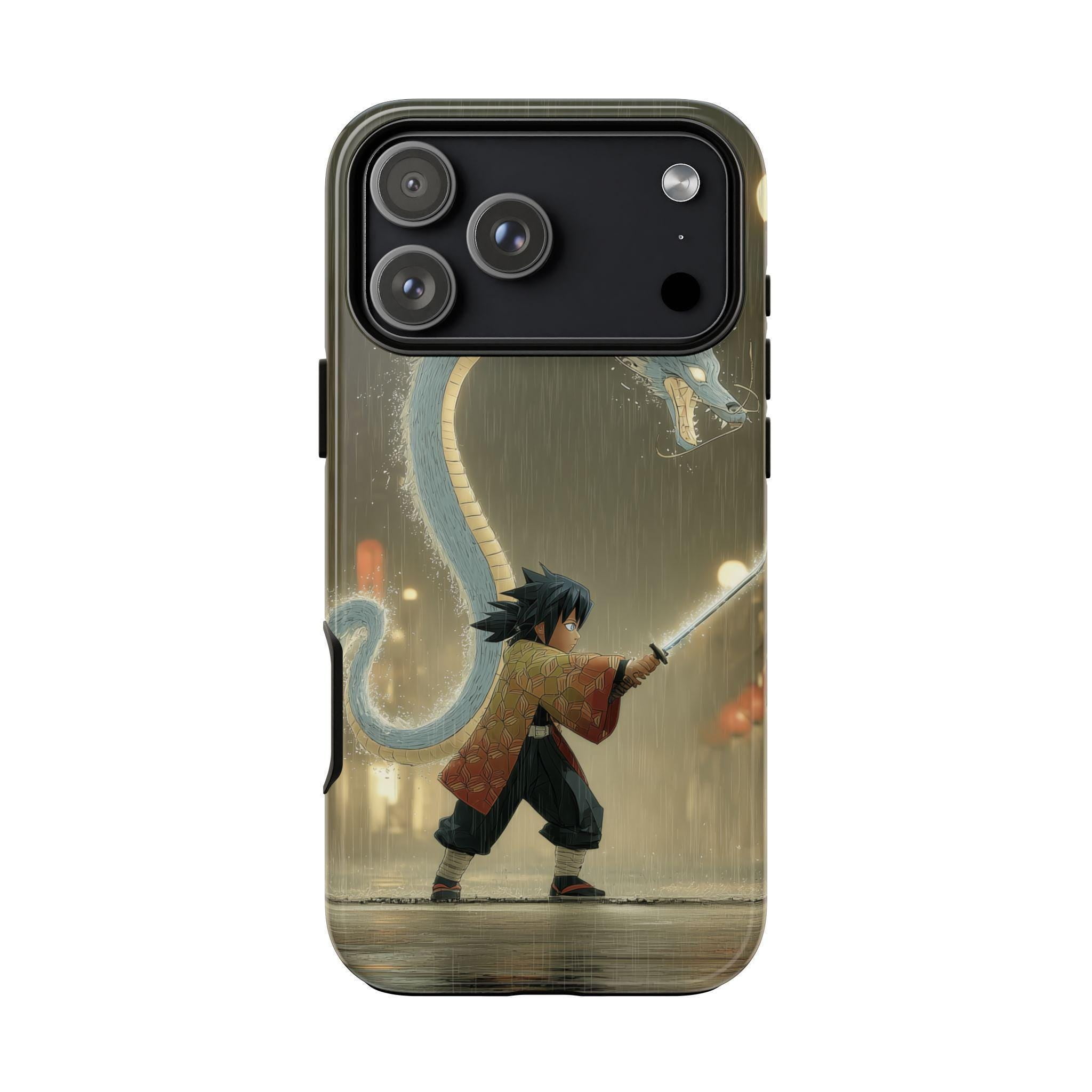 Anime Dragon Warrior Katana Blade Fierce Battle Art Phone Case with ...