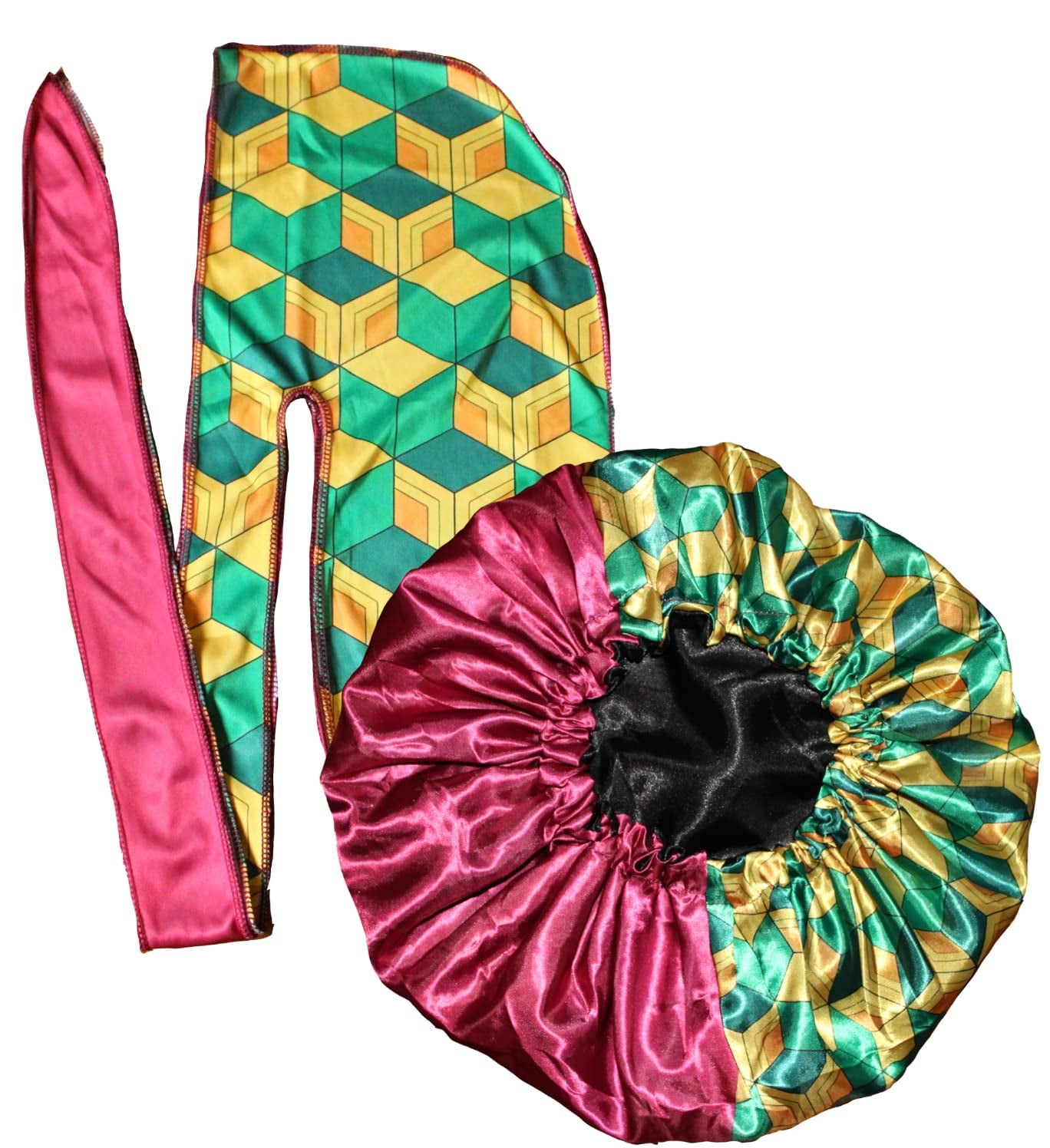 Anime Durag and Silk Bonnet 2pcs Set for Men Women, Silky Design Satin ...