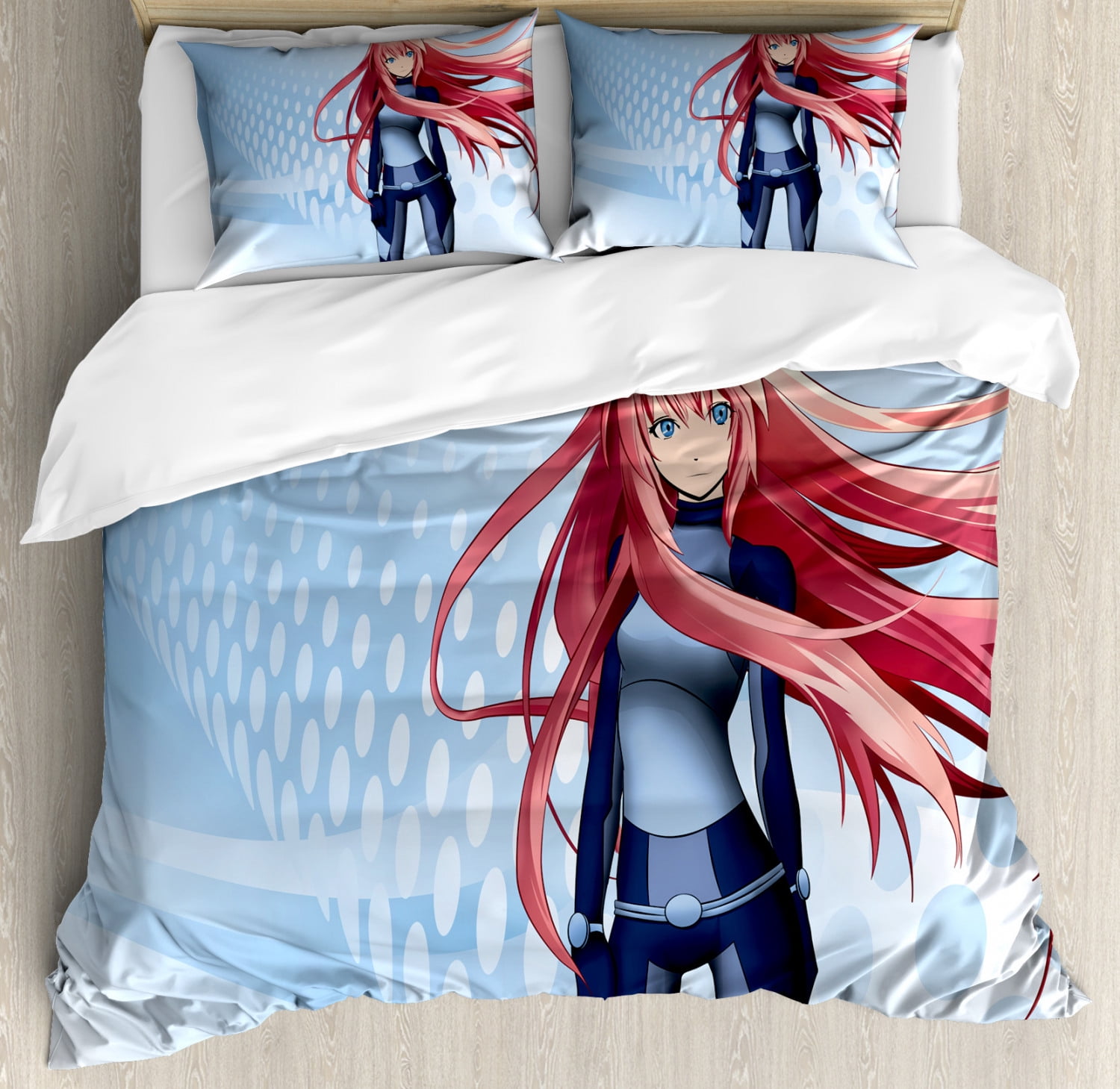 Anime Duvet Cover Set Queen Size, Futuristic Manga Girl Science Fiction ...
