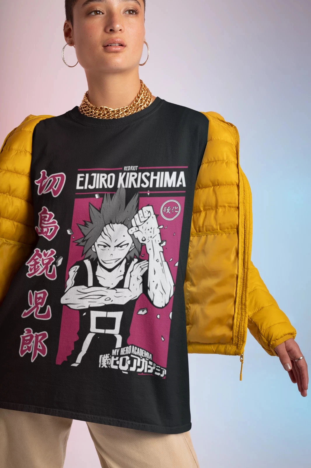 Anime Eijiro Kirishima My Hero Academia Bakugo Katsuki Black T Shirt ...