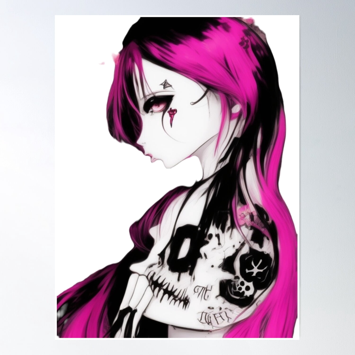 Anime Emo Rebel Girl Poster Wall Art, Modern Wall Decor, 12x18 UNFRAMED ...