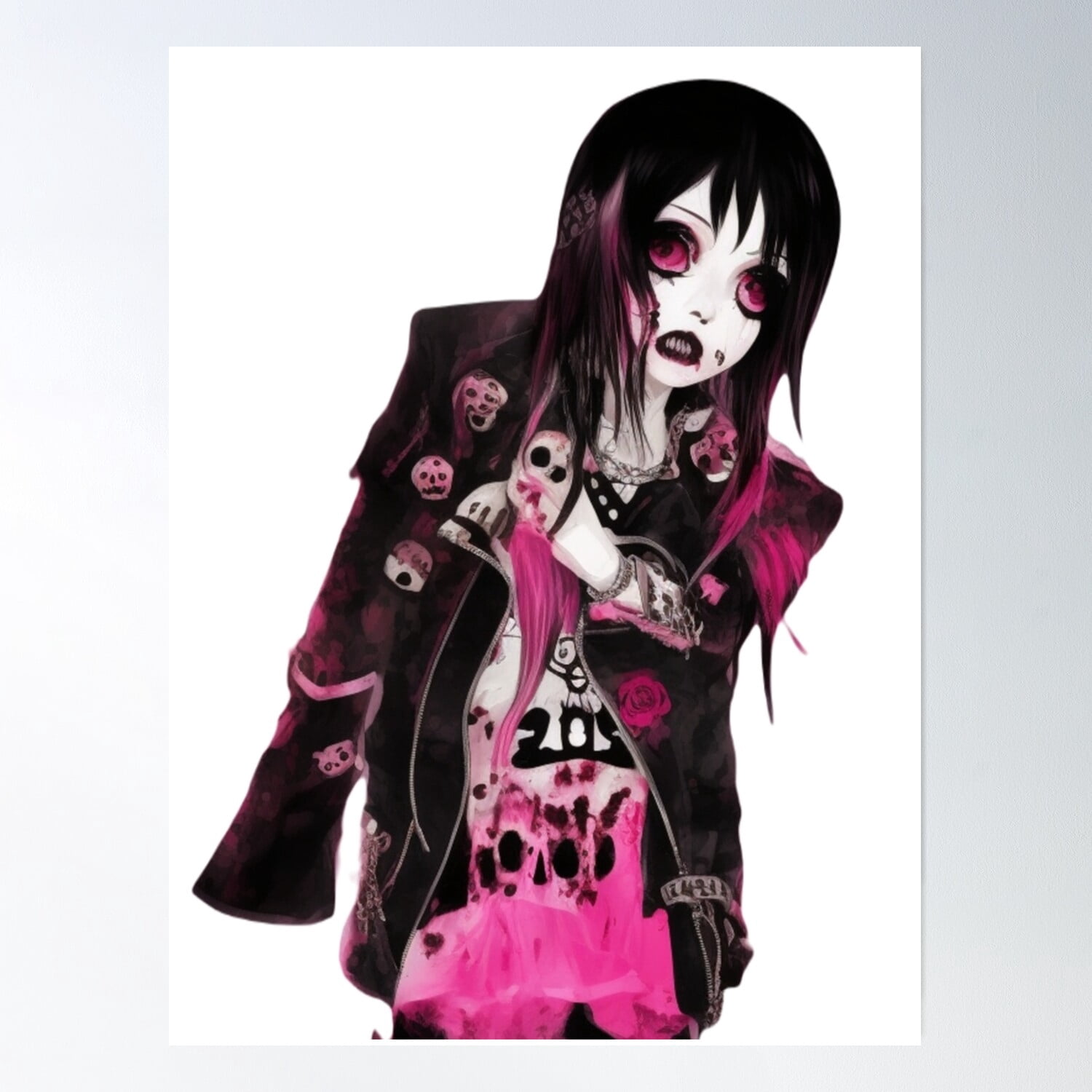 Anime Emo Zombie Girl Poster Wall Art, Modern Wall Decor, 12x18 ...