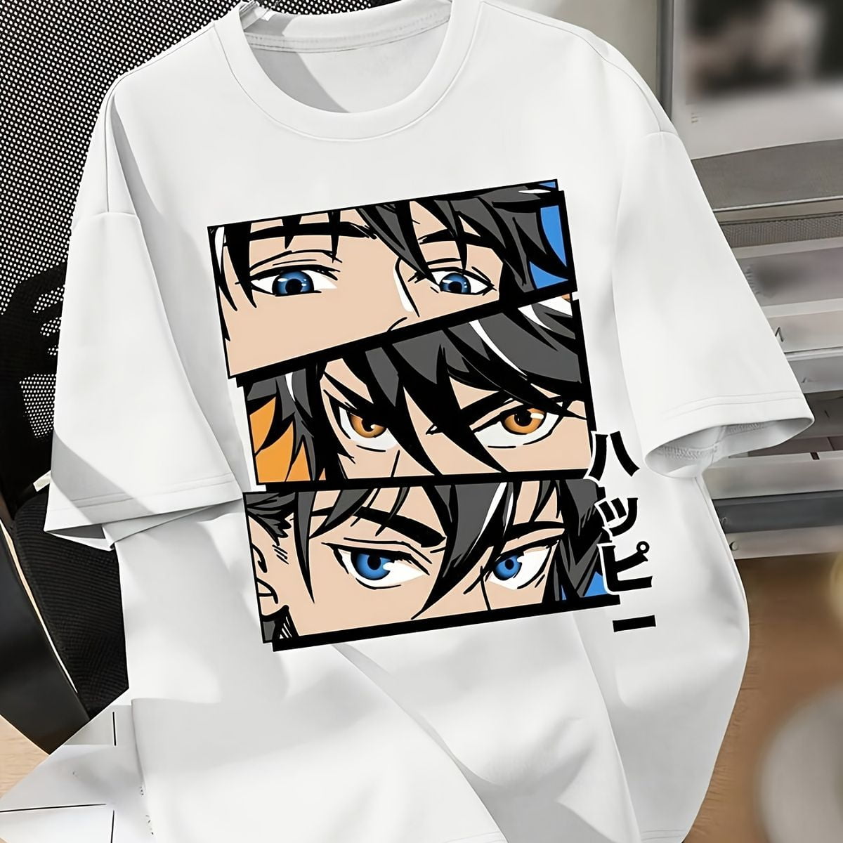 Anime Eyes Panel Graphic T-Shirt with Multi-Frame Manga Style Art ...