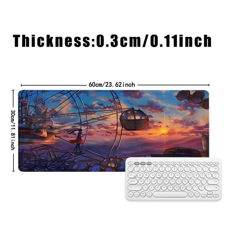 Anime Ferris Wheel Mouse Pad 31.5 x 11.82 inches Rubber Desk Mat with ...