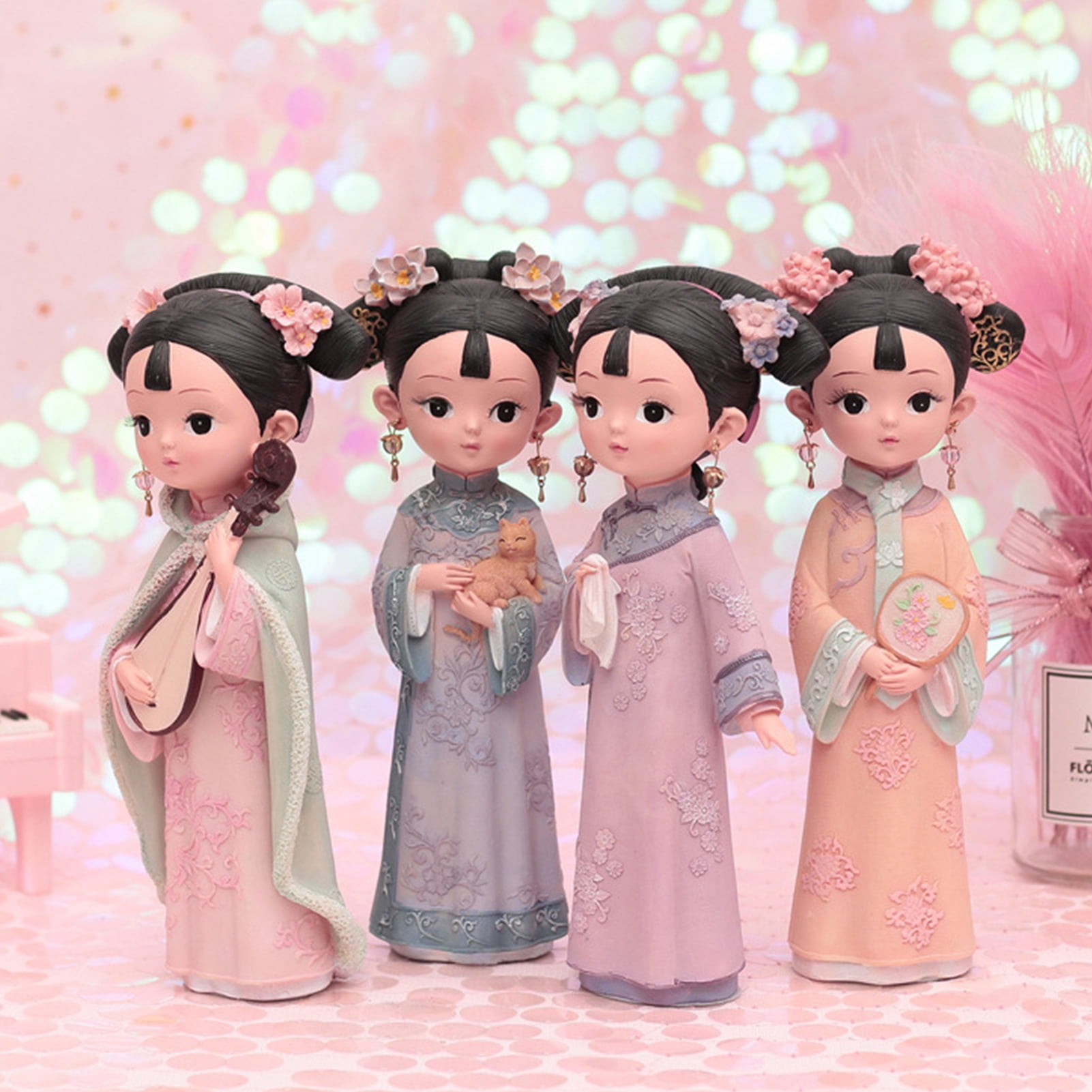 Anime Figure Chinese Vintage Style Decorative Resin Cartoon Girls Model ...