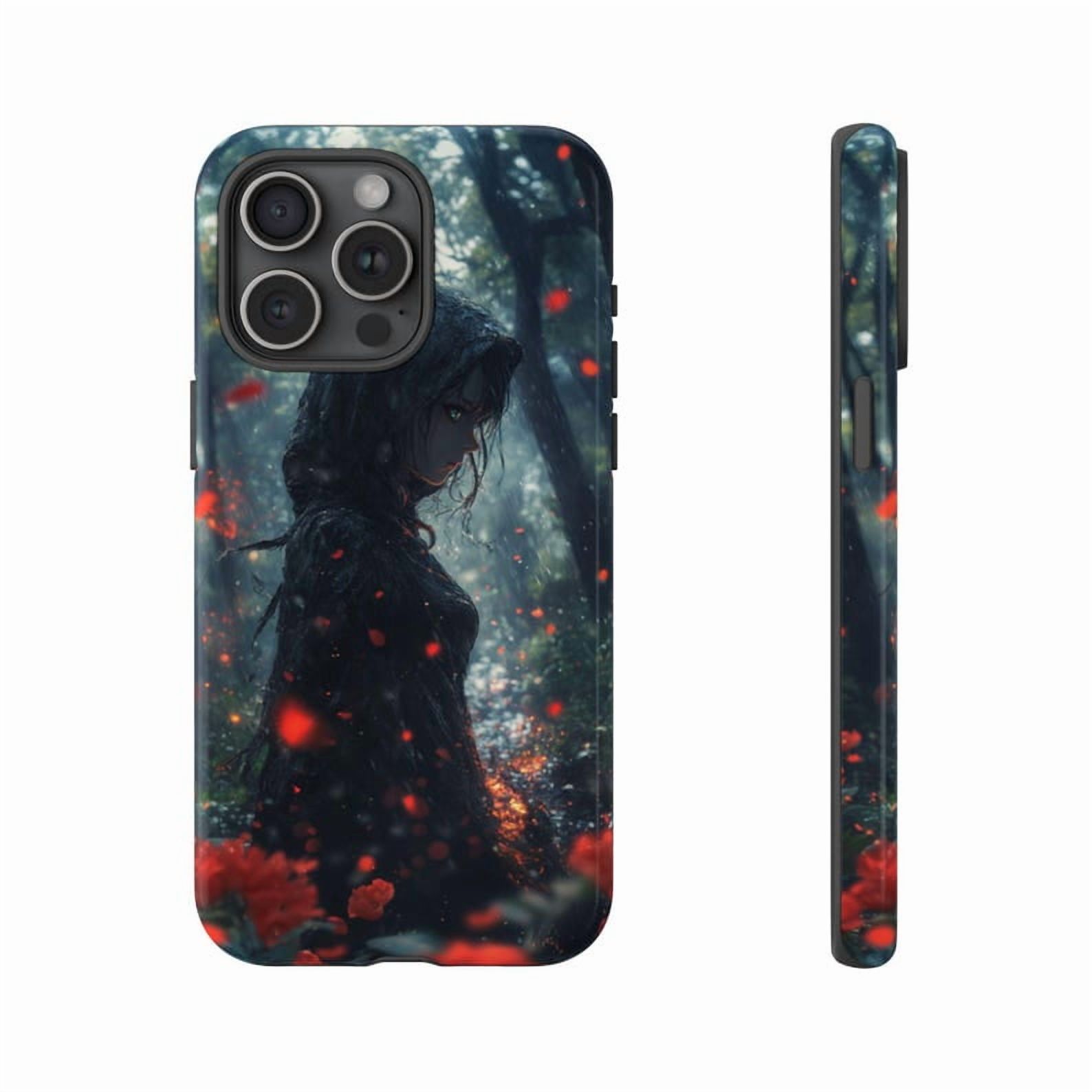 Anime Forest iPhone Case Red Flowers Girl Nature Art with iPhone 17 to ...