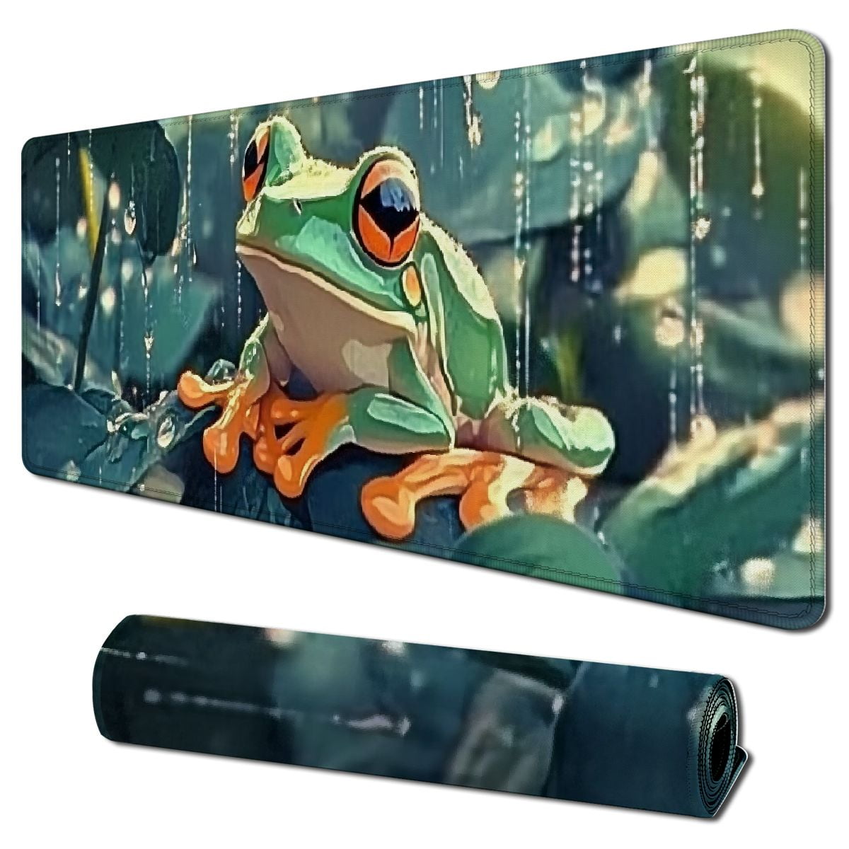 Anime Frog Mouse Pad Desk Mat Frogs On Rainy Decor Mat, Large Gaming ...