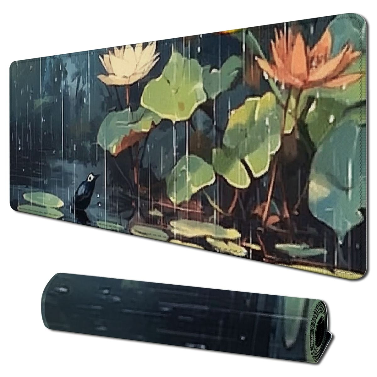 Anime Frog Mouse Pad Desk Mat Frogs On Rainy Decor Mat, Large Gaming ...