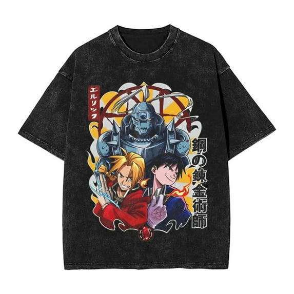 Anime Fullmetal Alchemist Casual T-shirt Streetwear Edward Elric Short ...