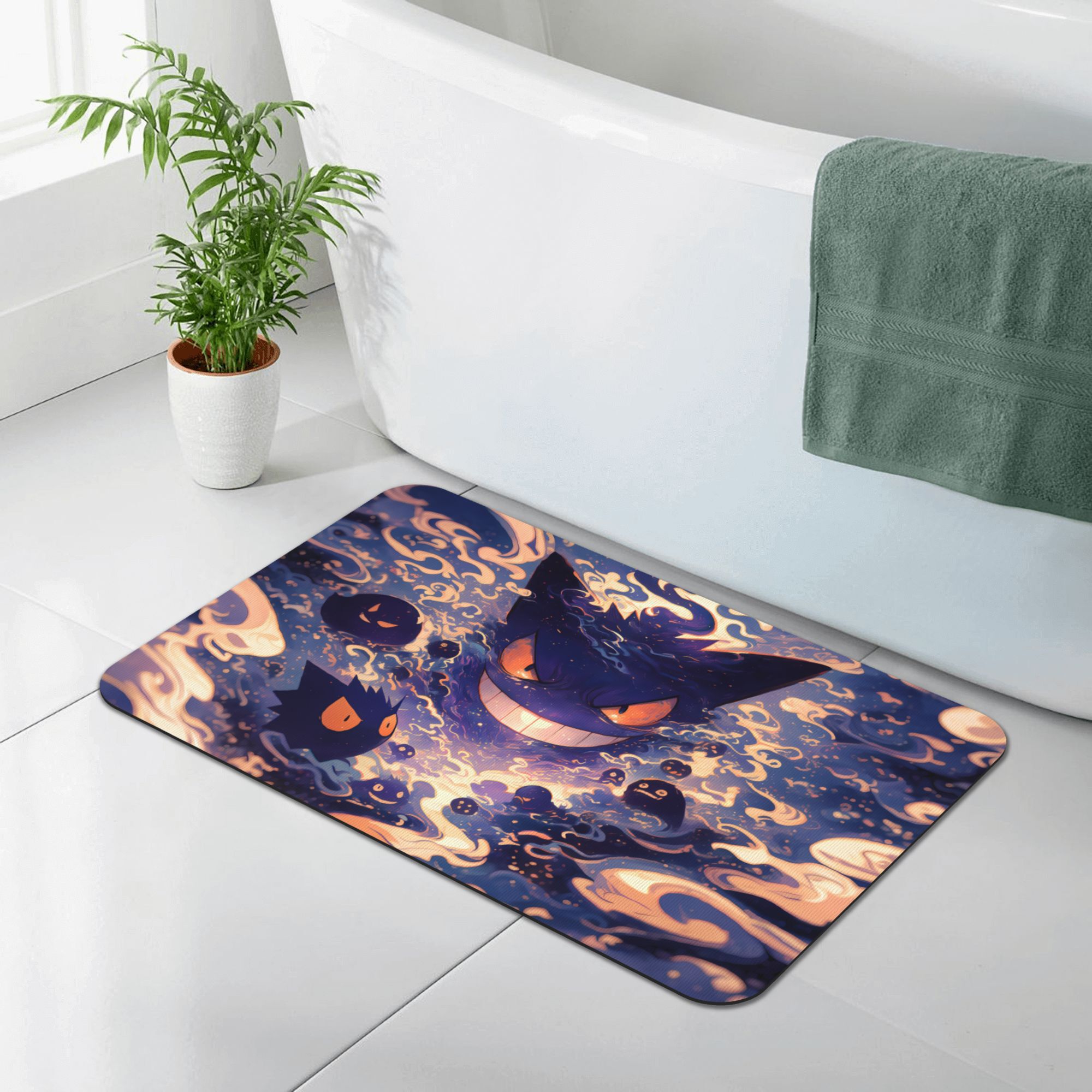 Anime Gengar Bath Mat Diatomaceous Earth Shower Mat Non-Slip Super ...