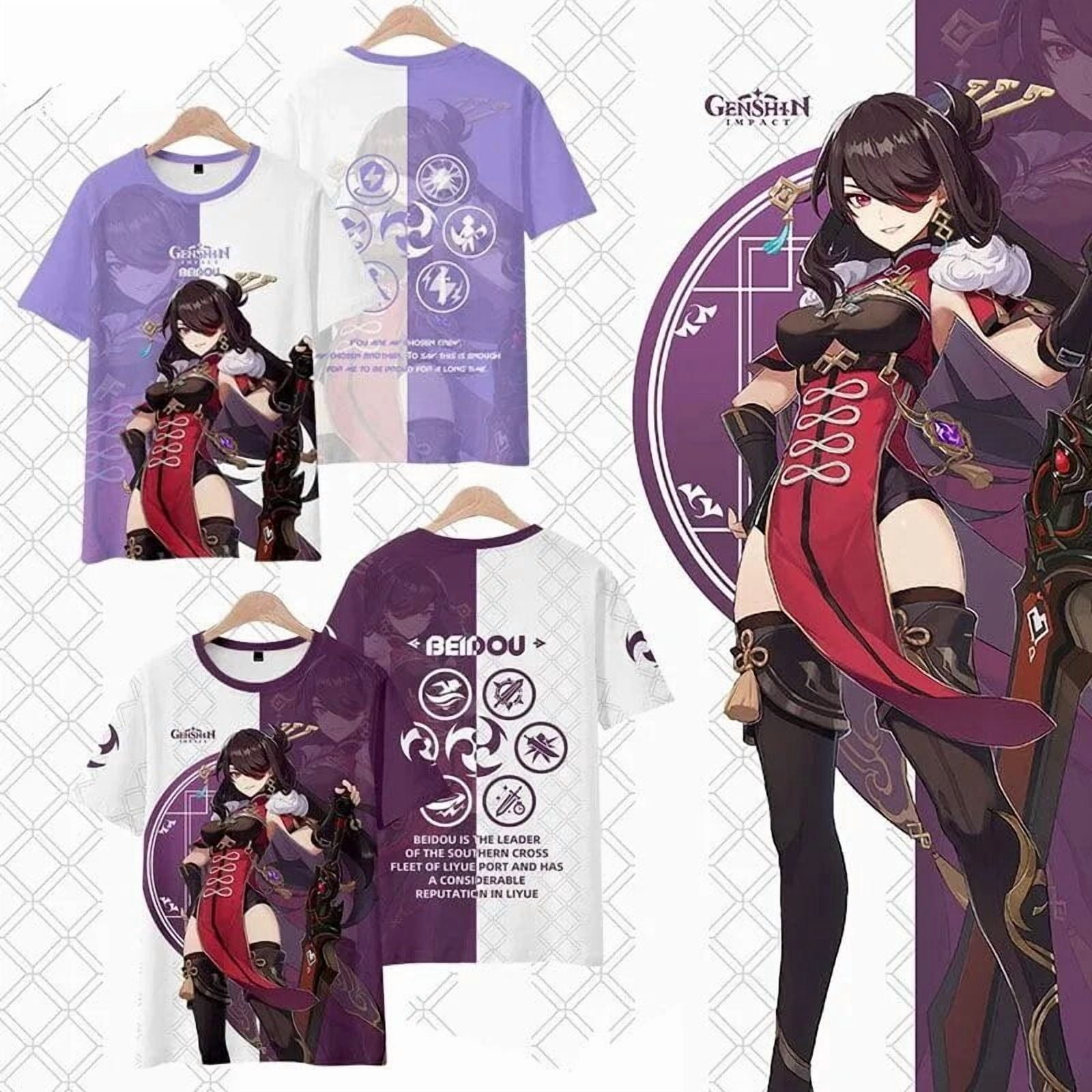 Anime Genshin Impact Beidou 3D Print T Shirt Women Men Summer O-neck ...