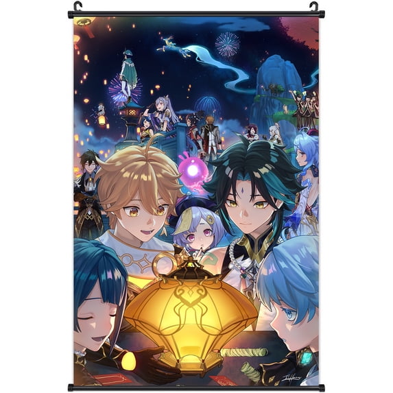 Anime Genshin Impact Wall Scroll, Posters Collection, Decorative Art ...