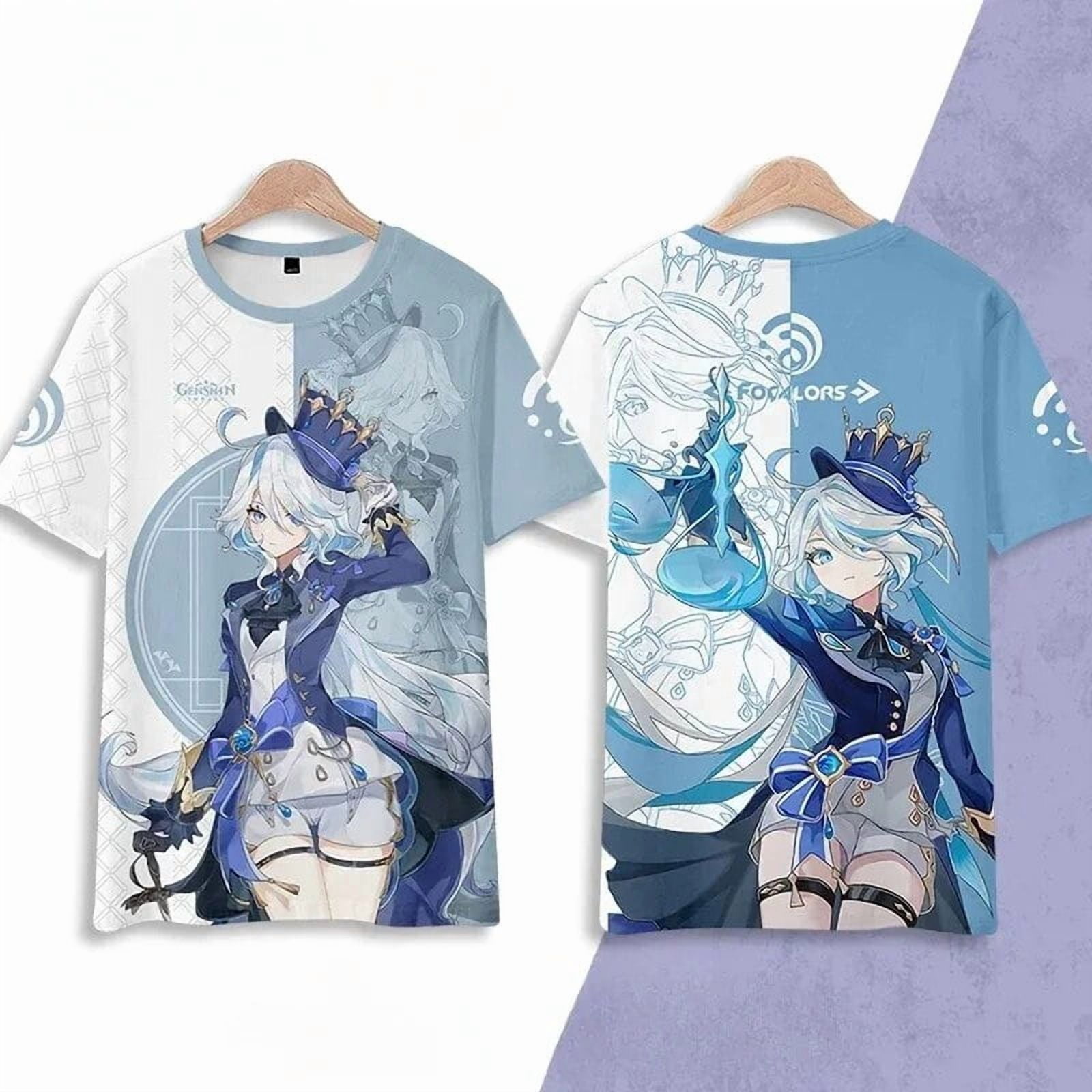Anime Genshin Impact furina Focalors 3D Print T Shirt Women Men Summer ...