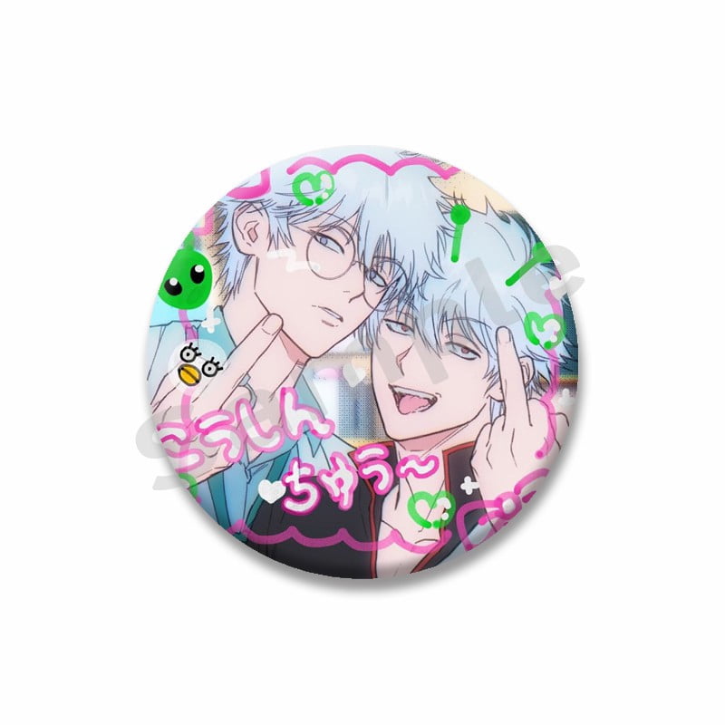 Anime GinTaMa Character Button Pins Sakata Gintoki Kagura Hijikata ...