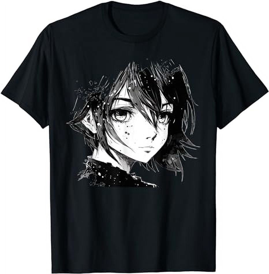 Anime Girl Anime Eyes Ink Art Sketch Drawing for Girls Teens T-Shirt ...