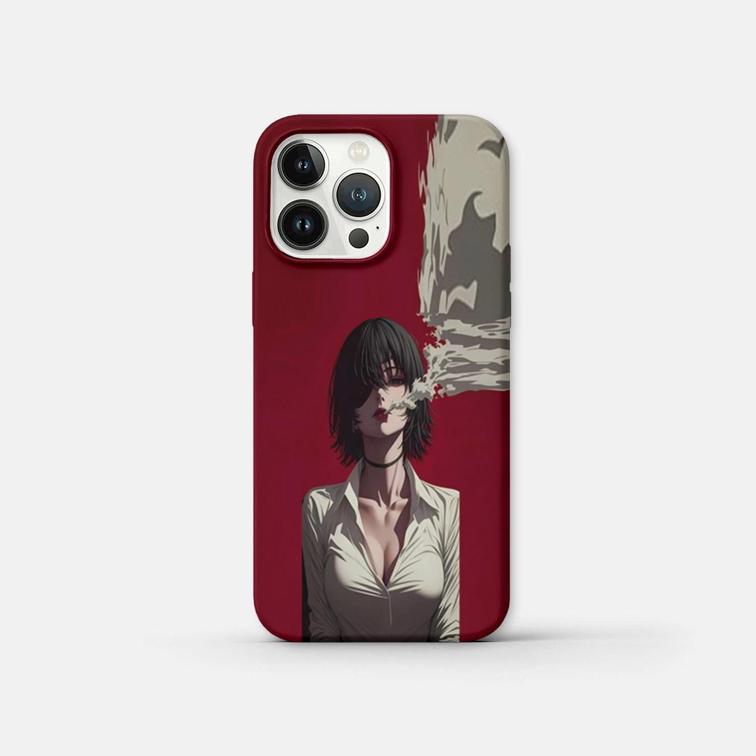Anime Girl Art Phone Case Bold Red Portrait Style for iPhone 17 11 12 ...