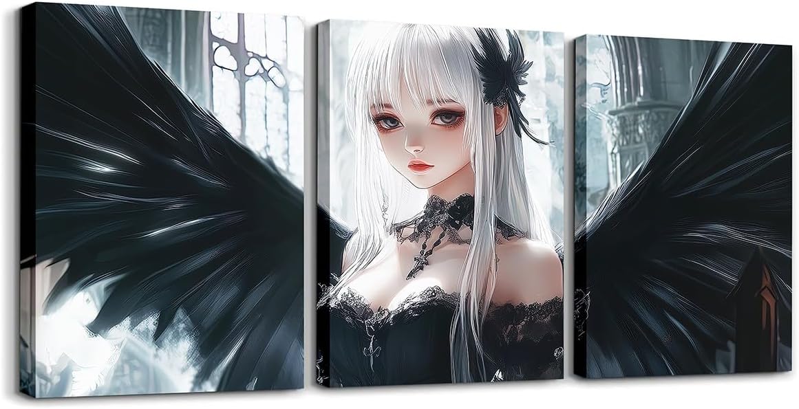 Anime Girl Canvas Wall Art 3 Pcs,Japanese Anime Picture Wall Decor ...
