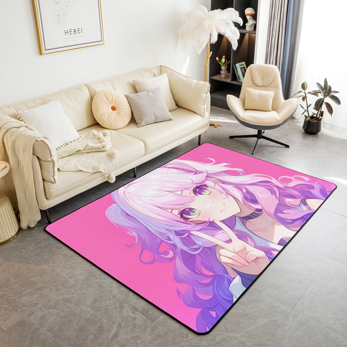 Anime Girl Carpet 5x7,Kawaii Anime Japanese Non Slip Indoor Floor Mat ...