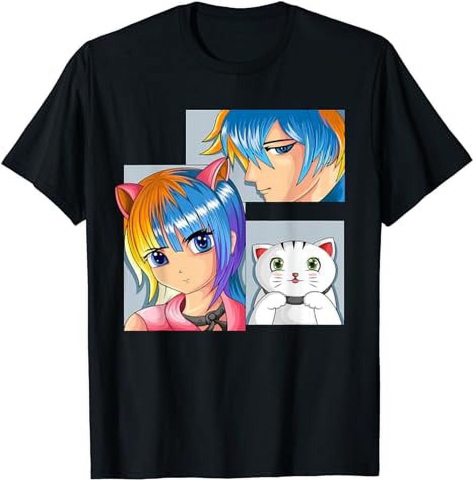 Anime Girl Cat Otaku Anime Merch Kawaii Stuff T-Shirt - Walmart.com