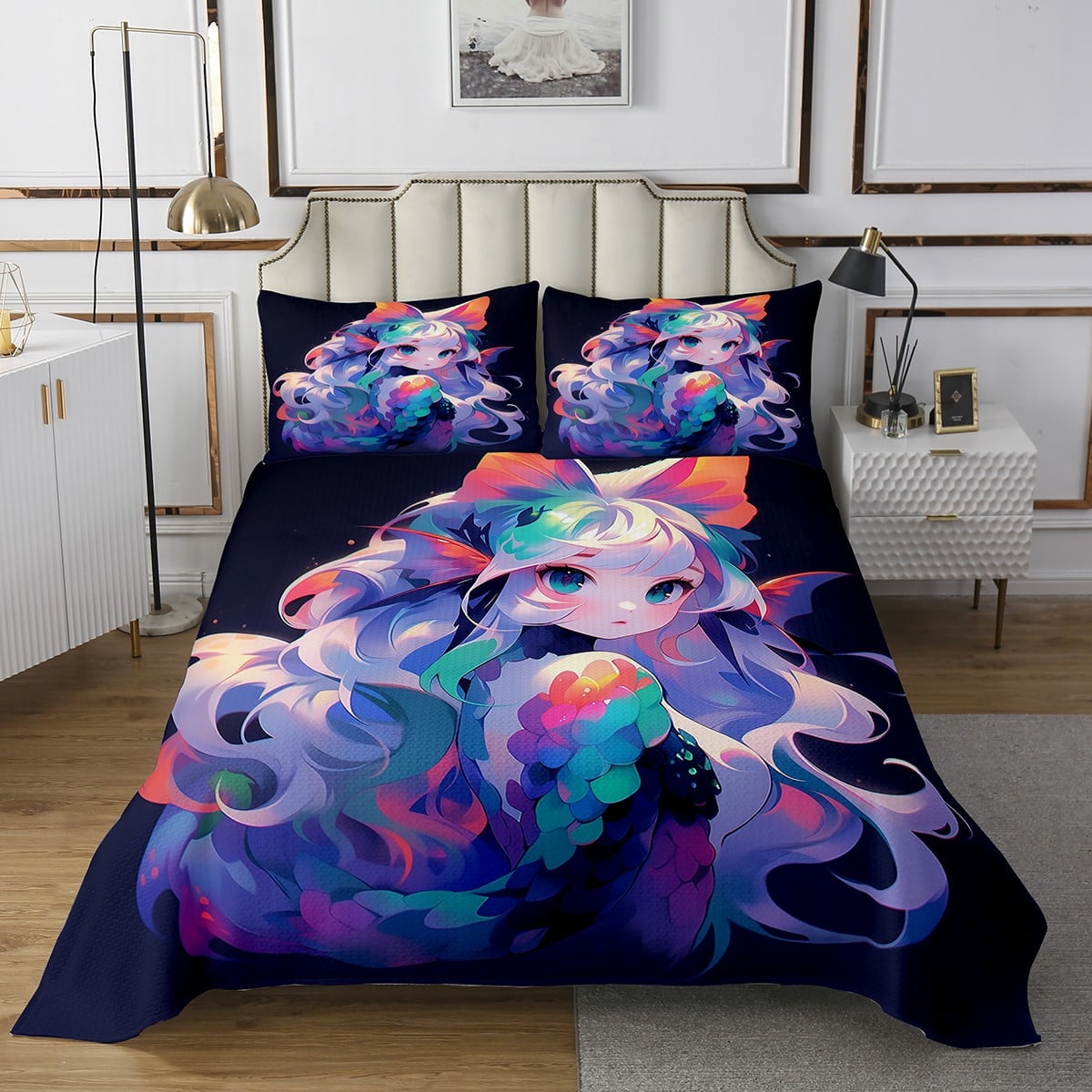 Anime Coverlet Set 3D Japanese Bedspread Set Kawaii Girly Quilt Set ...