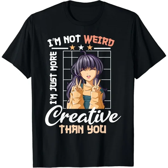 Anime Girl Creative Japanese Otaku Animation Manga Drawing Tee Unisex T ...
