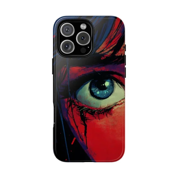 Anime Girl Crimson Eye Stare Art Phone Case for iPhone 17 11 12 13 14 ...
