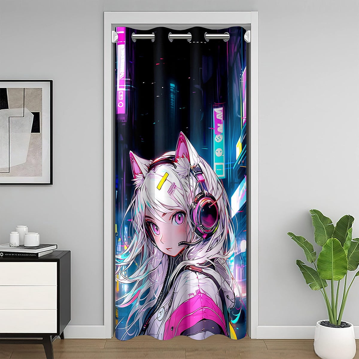 Anime Girl Door Curtain for Doorway Privacy,Japanese Style 3D Anime ...