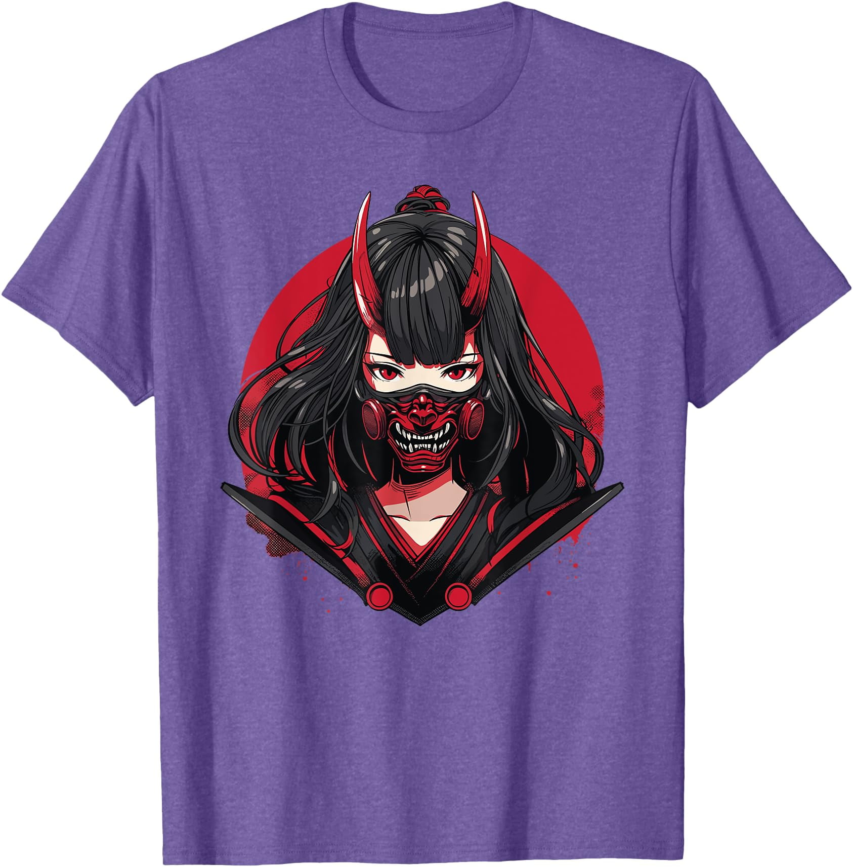 Anime Girl Goth Oni Mask Waifu Kawaii Softstyle Unisex T-Shirt,Purple ...