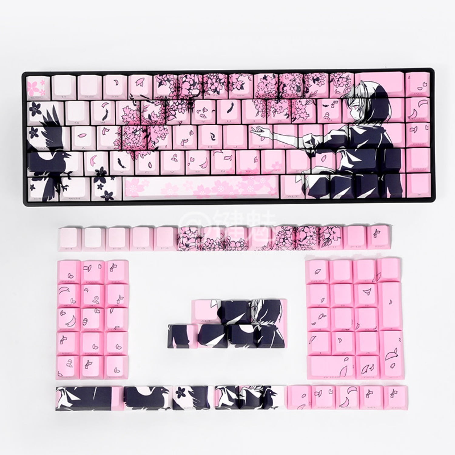 Anime Girl Gradient Keycap Set for Mechanical Keyboards, Cherry Profile ...