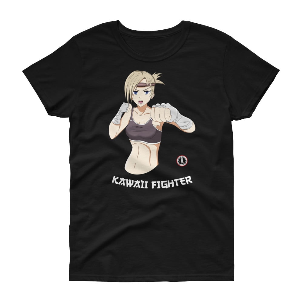 Anime Girl "Kawaii Fighter" Martial Arts Kickboxer T-Shirt Tee black ...