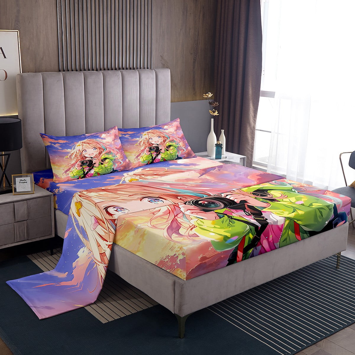 Anime Queen Bed Sheets Set,Japanese Style Kawaii Anime Bedding Set ...