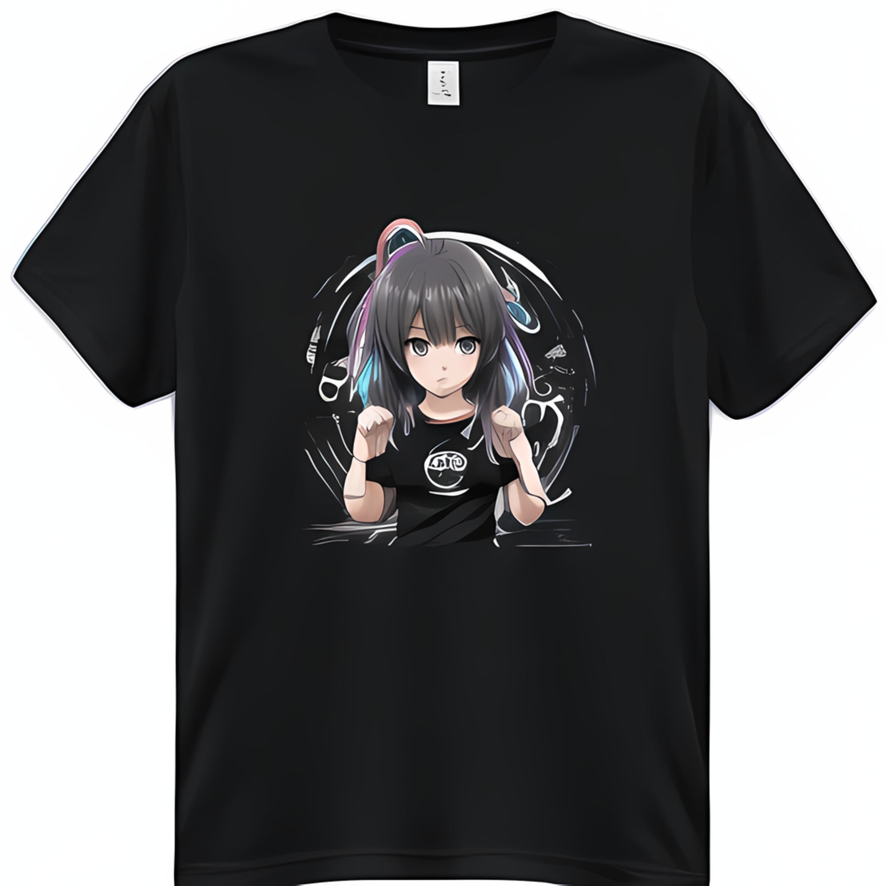 Anime Girl Vector Illustration by Katsuhiro Otomo on Black T-Shirt Cute ...
