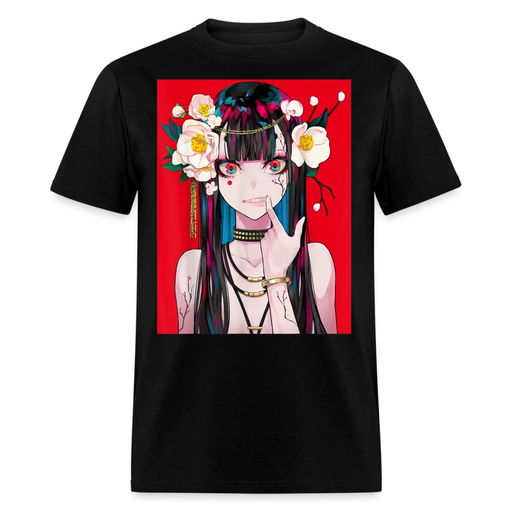 Anime Girl Waifu Japanese Aesthetic Kawaii Otaku Black T-Shirt ...