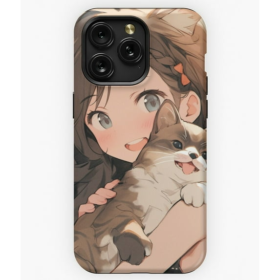Anime Girl and Cat Manga Style Otaku Fan Art A15006 Phone Case for ...