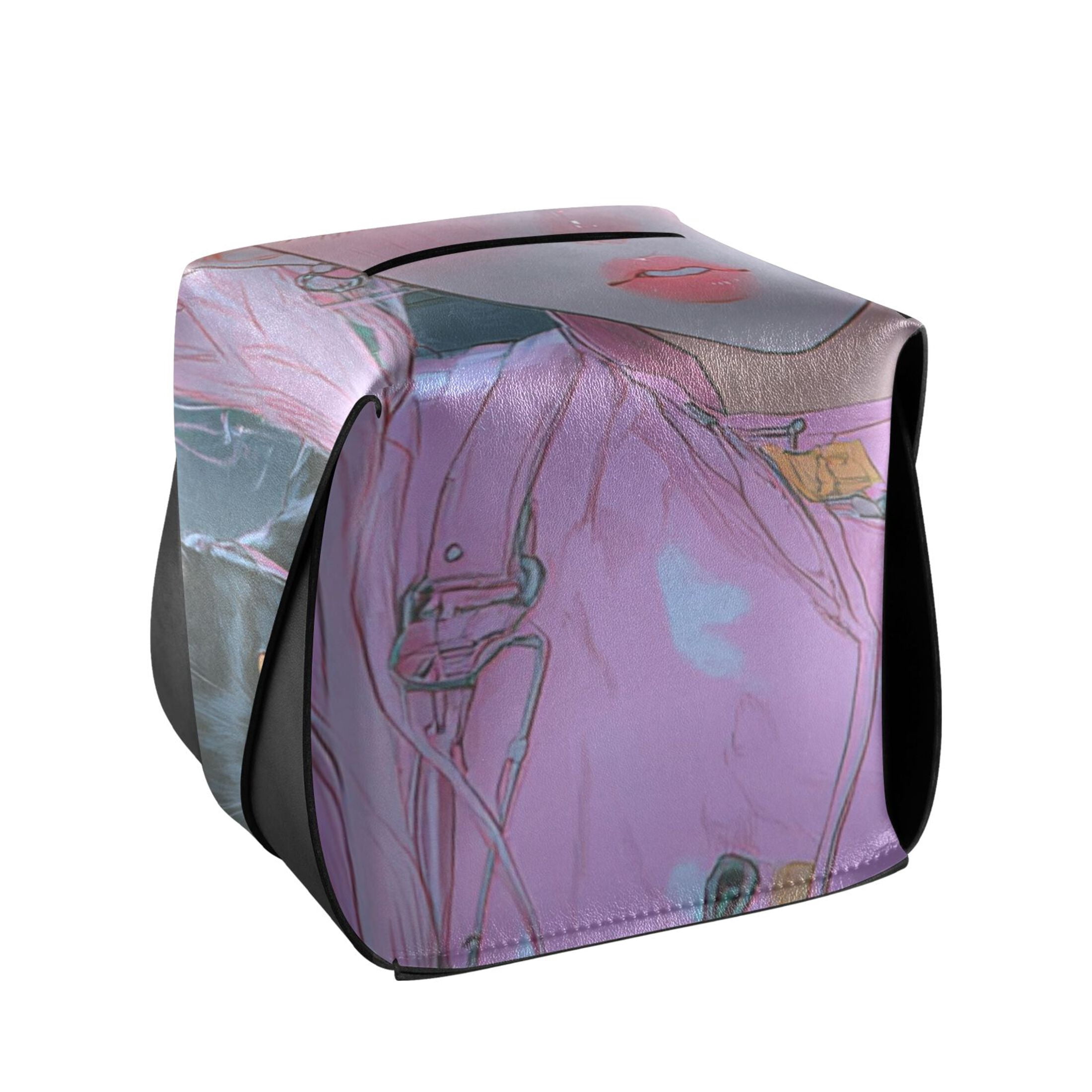 Anime Girl and Cat Tissue Box Cover Leather Square Rectangle Tissue Box ...