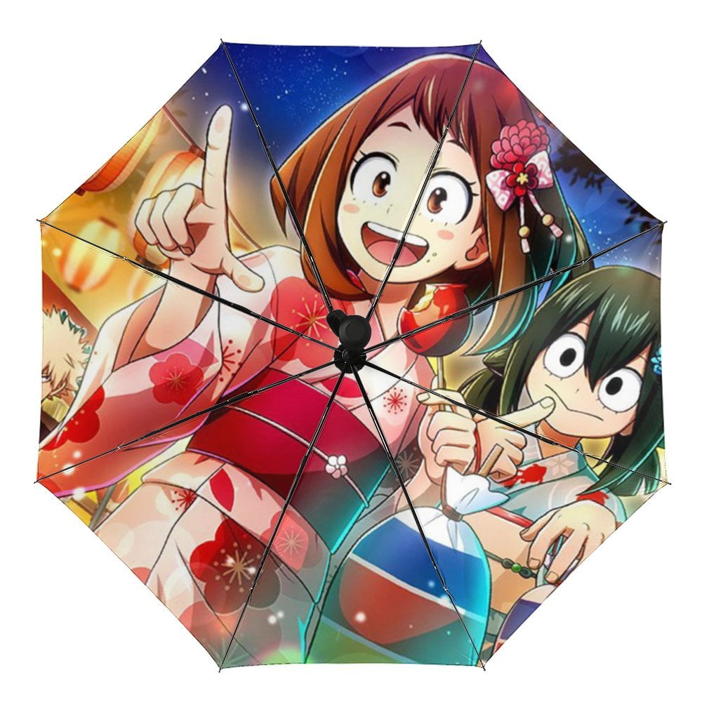Anime Girls My Hero Academia Folding Umbrella Auto Umbrella Anti-UV ...