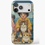 Anime Girls With Cat Cute Kawaii Art Phone Cover for iPhone 11 12 13 14 ...