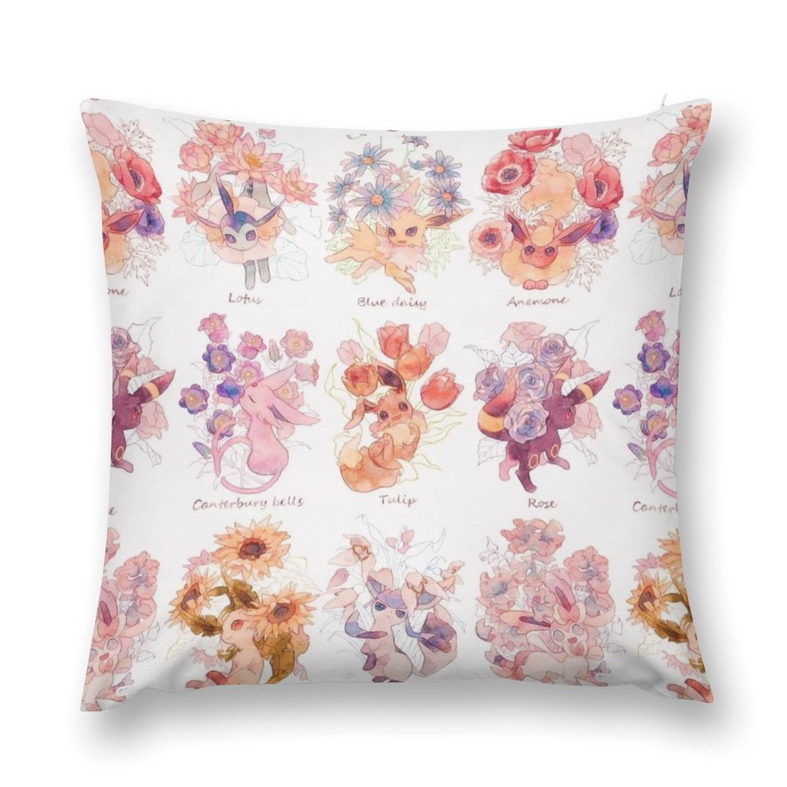 Anime Go Eev-ee Evolutions Pillow Cover Throw Cushion Cover Square ...