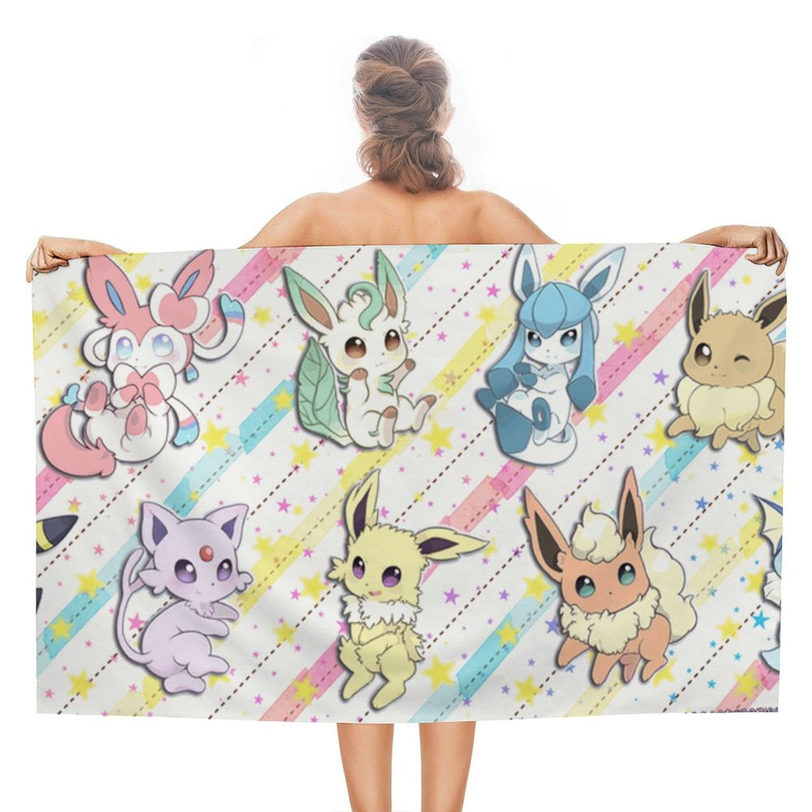 Anime Go Eevee Evolutions Beach Towel Blanket Oversized Pool Towel Sand ...