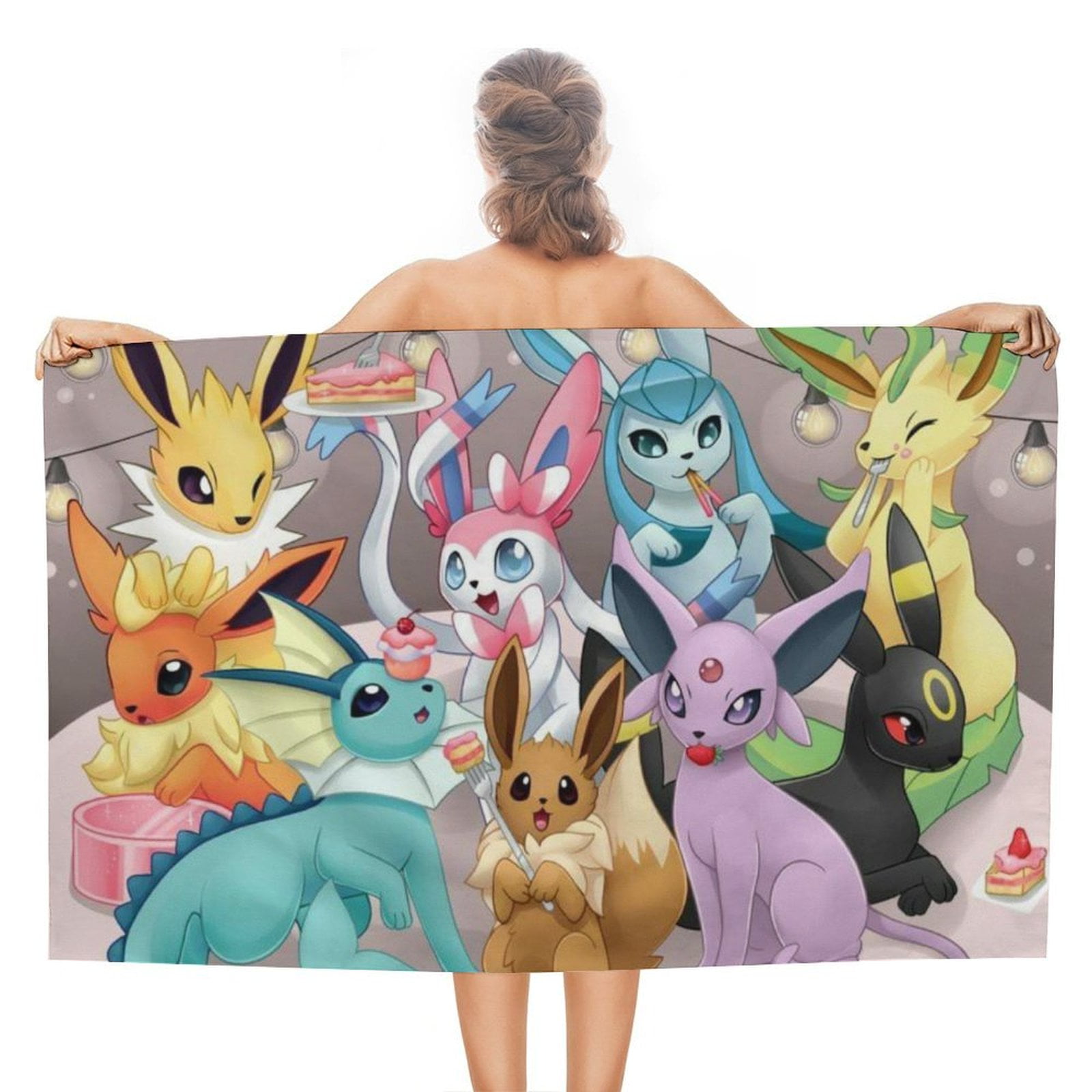 Anime Go Eevee Evolutions Beach Towel Blanket Oversized Pool Towel Sand ...
