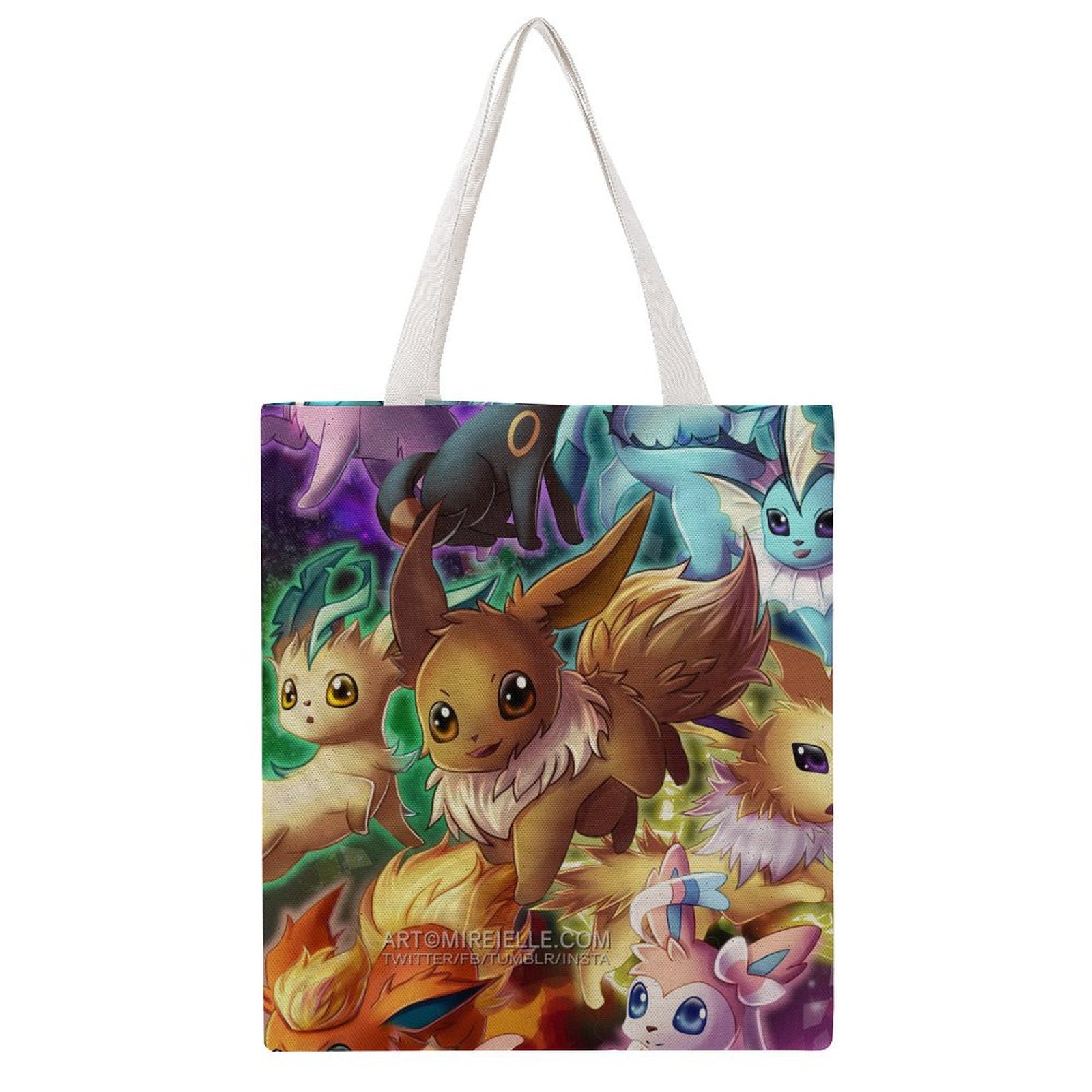 Anime Go Eevee Evolutions Canvas Tote Bag Reusable Tote Shoulder Bag ...
