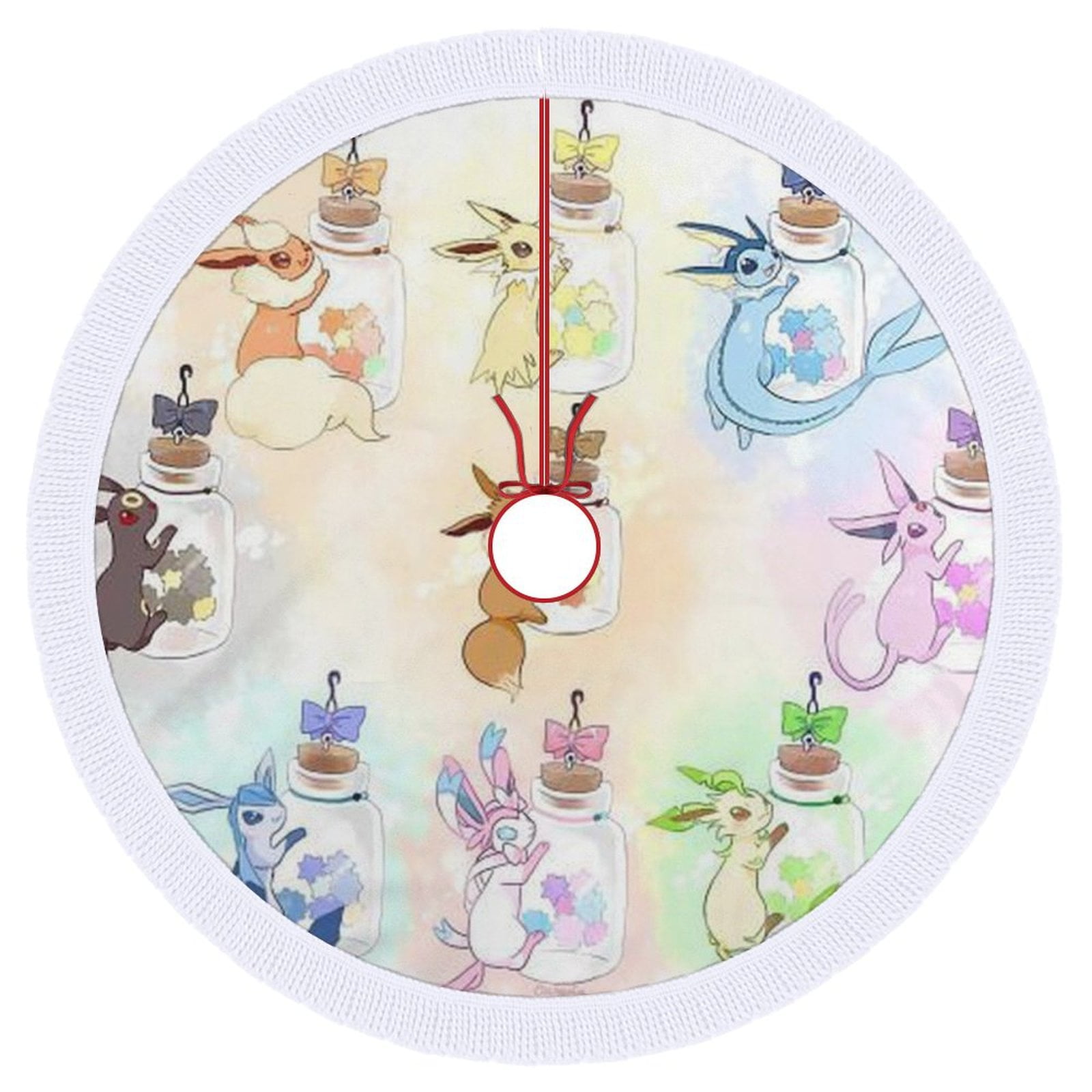 Anime Go Eevee Evolutions Christmas tree skirt Christmas tree mat with ...