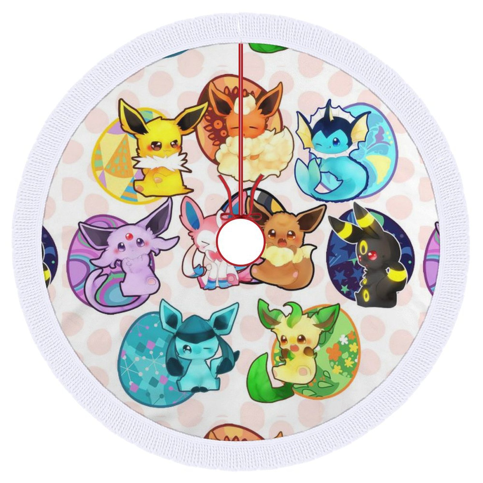 Anime Go Eevee Evolutions Christmas tree skirt Christmas tree mat with ...