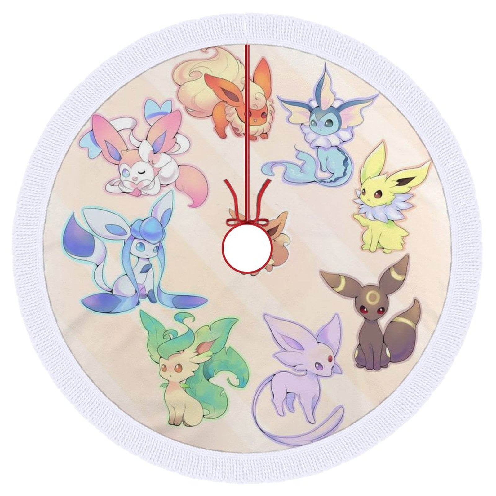 Anime Go Eevee Evolutions Christmas tree skirt Christmas tree mat with ...
