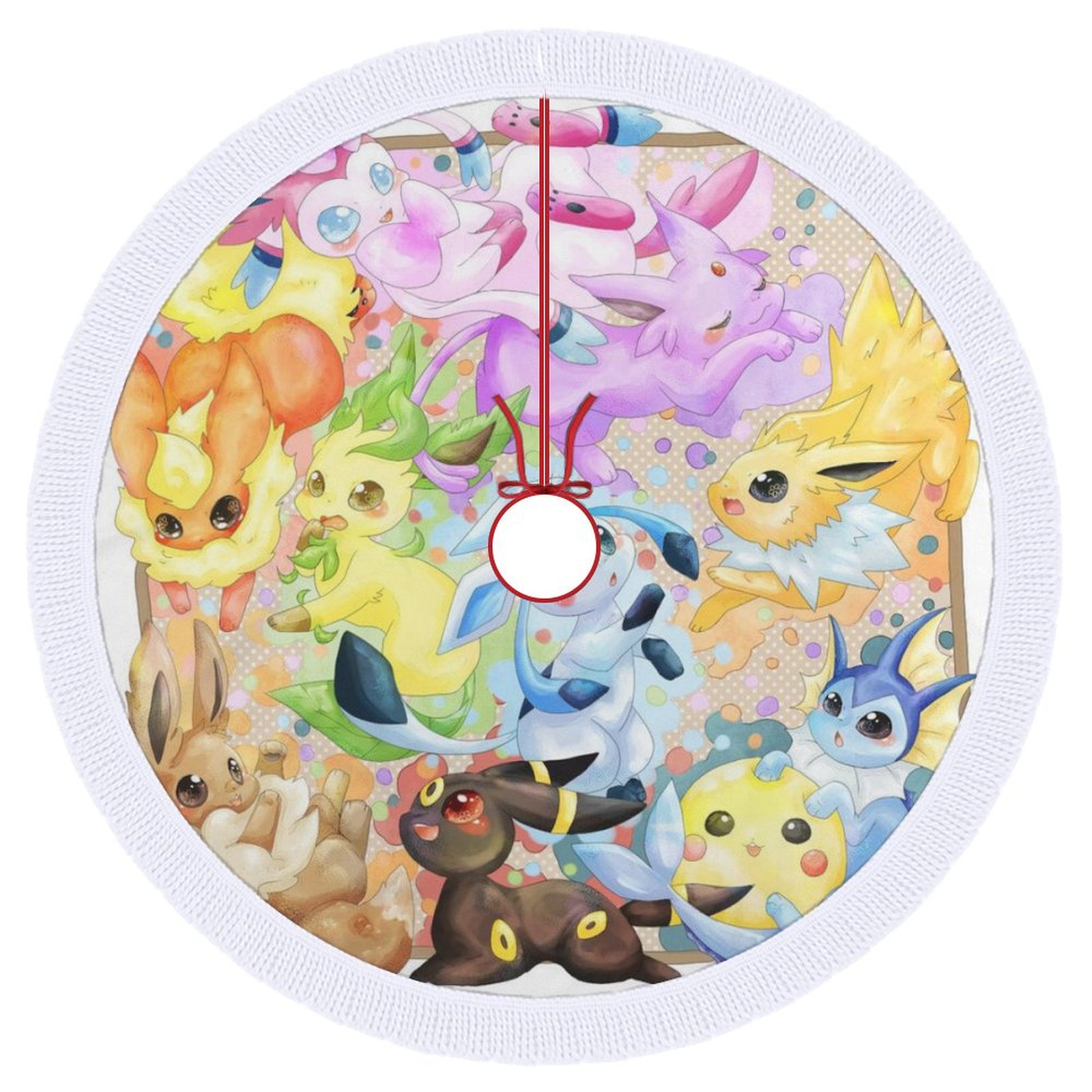 Anime Go Eevee Evolutions Christmas tree skirt Christmas tree mat with ...