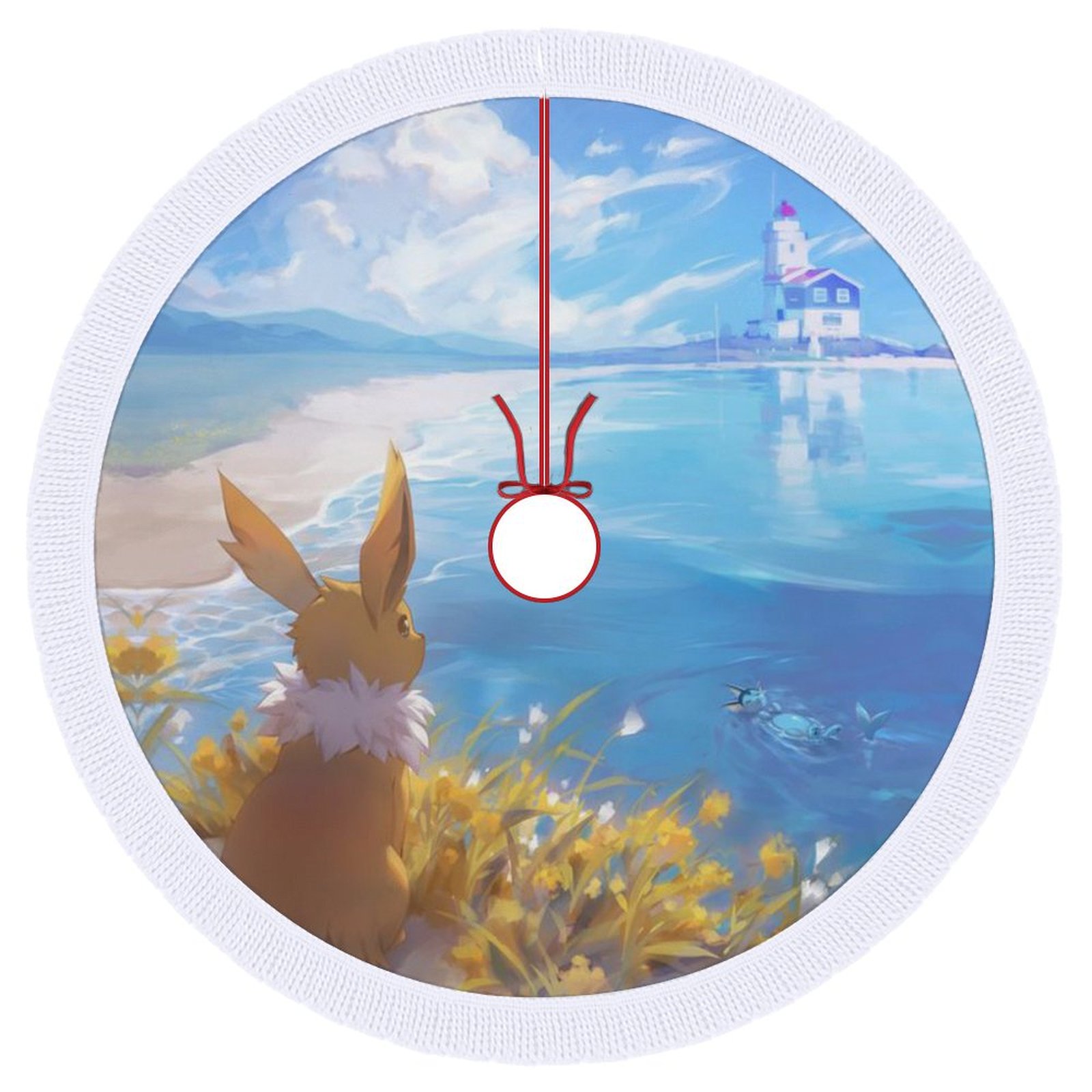 Anime Go Eevee Evolutions Christmas tree skirt Christmas tree mat with ...