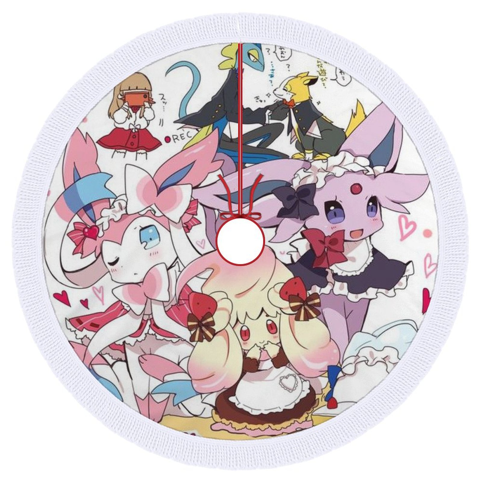 Anime Go Eevee Evolutions Christmas tree skirt Christmas tree mat with ...