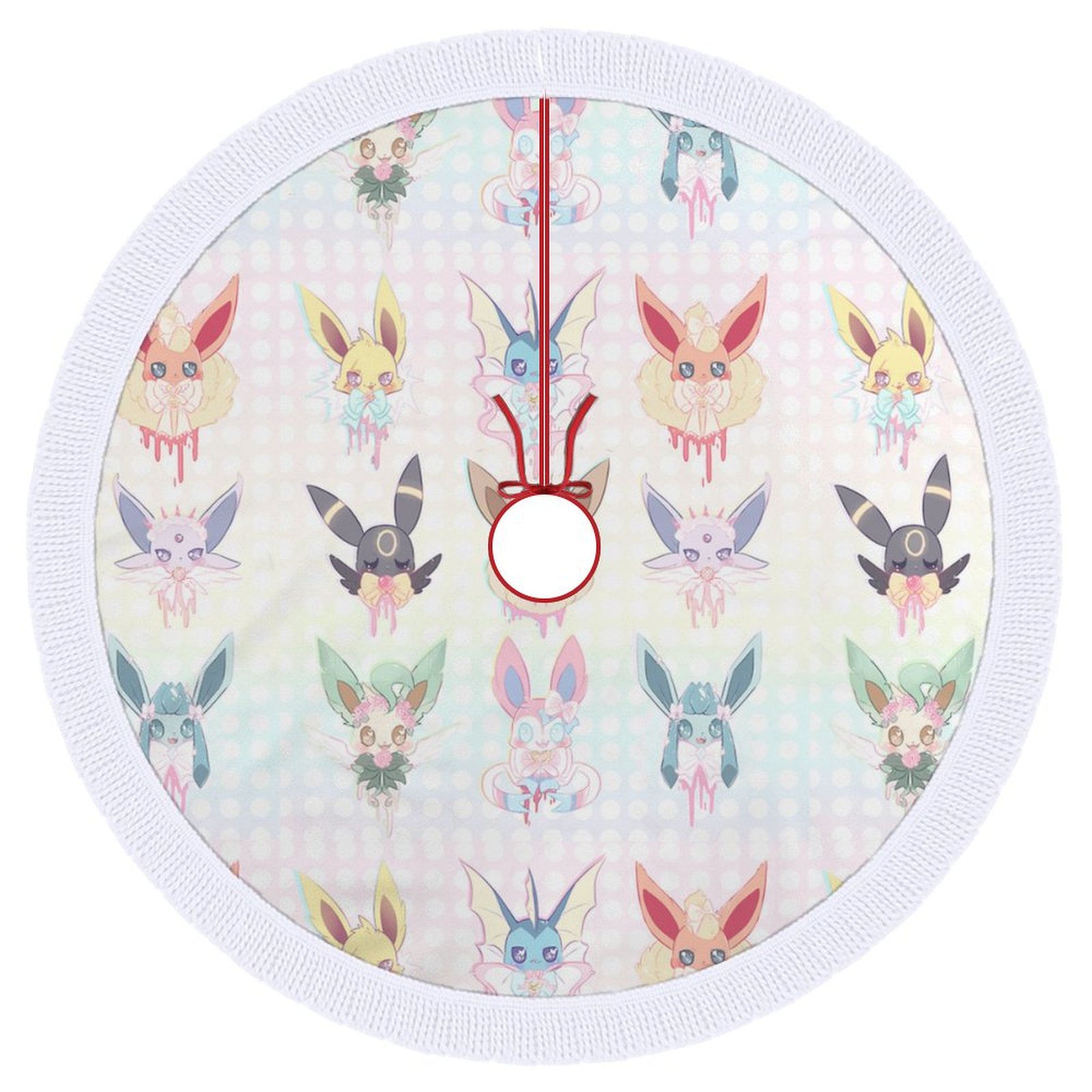 Anime Go Eevee Evolutions Christmas tree skirt Christmas tree mat with ...